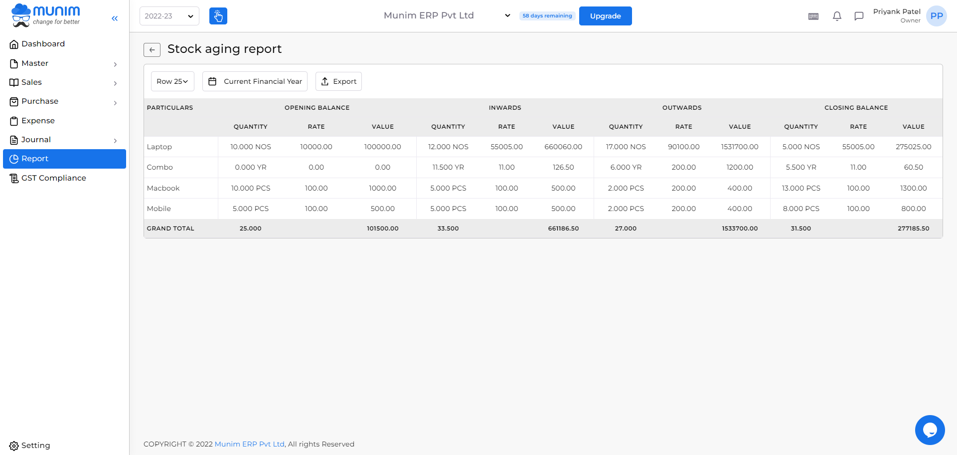Stock Aging Report: View the Stock Valuation Reports - Munim