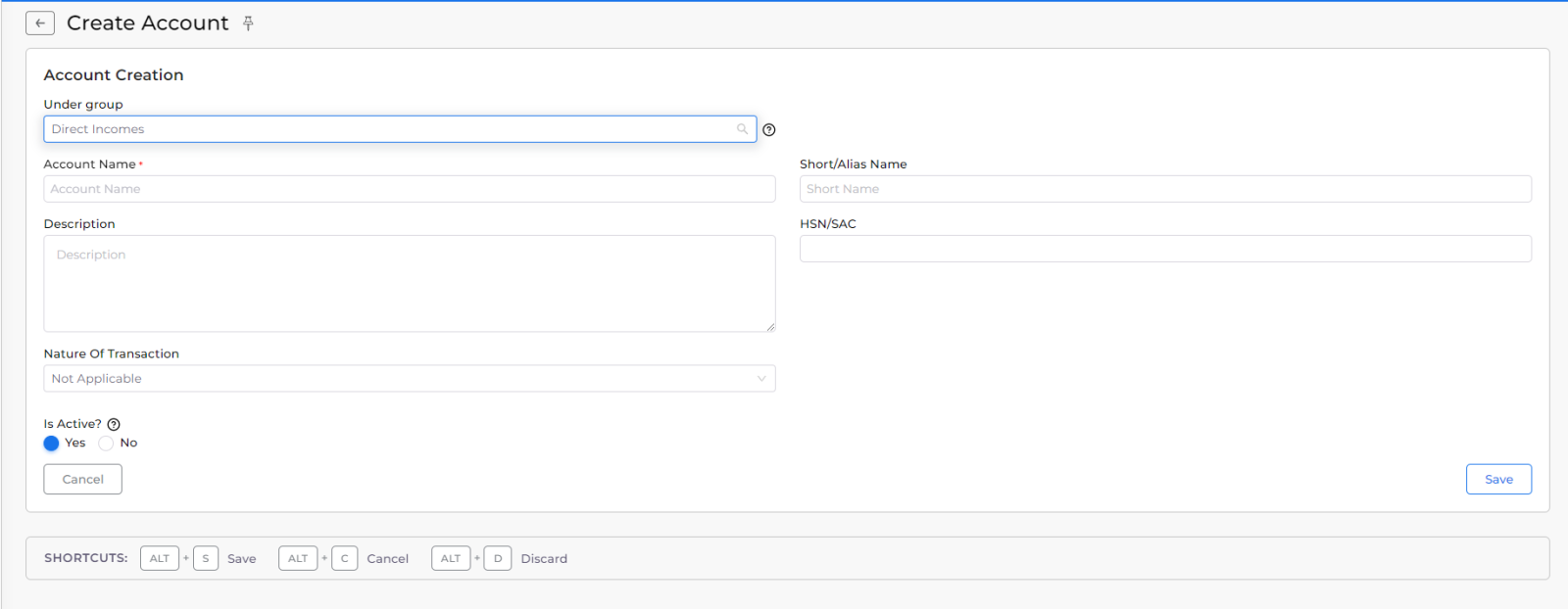 Direct Incomes - Munim Digital Accounting Software
