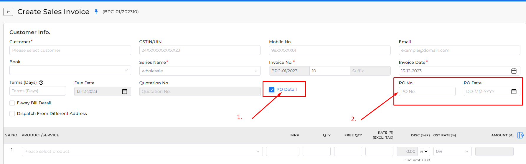 Invoice Purchase Order Details Guide | Munim Helpdesk