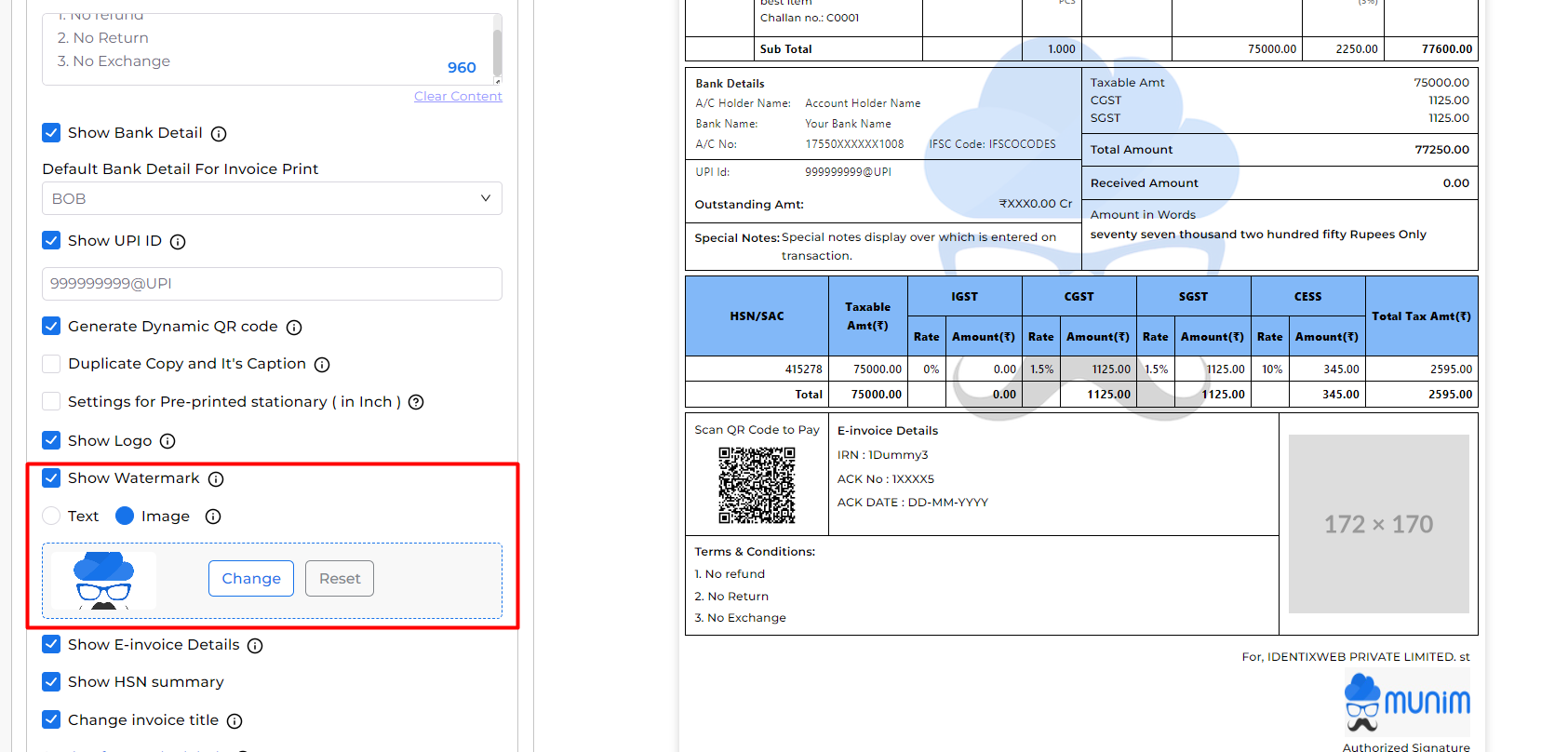 Guide to Add Watermark in Invoice Print | Munim Helpdesk