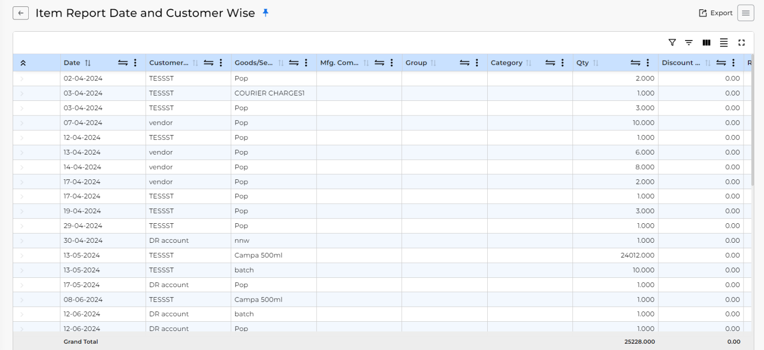 Generate Item Reports by Date and Customer | Munim Helpdesk