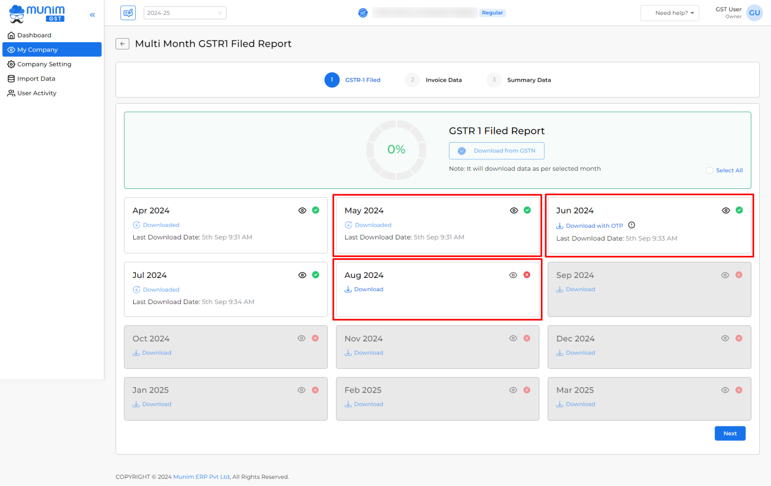 Utilize Multi-Month GSTR-1 Field Report | Munim Helpdesk